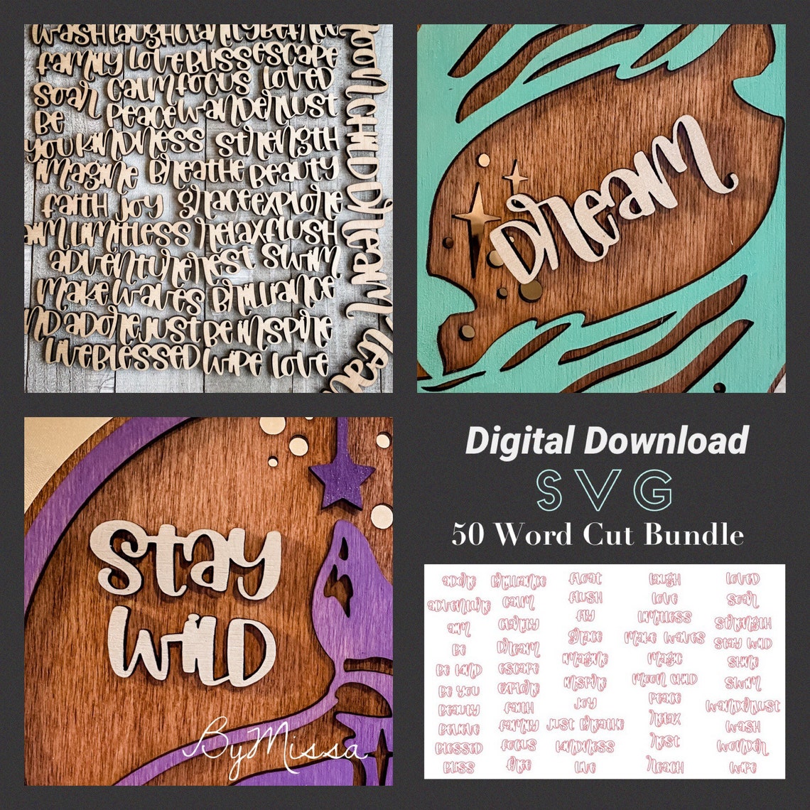 Reef Sea Sign ROUNDS + 50 Word Cut Outs + Easels | SVG | Glowforge and ...