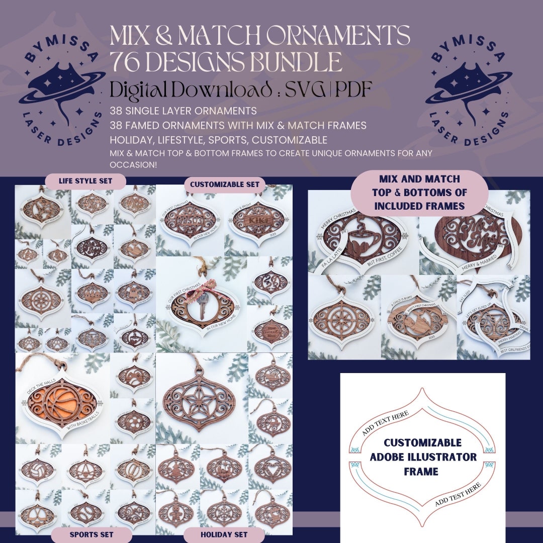 Laser Cut Ornament Bundle: Mix & Match Designs (SVG/PDF) - Etsy
