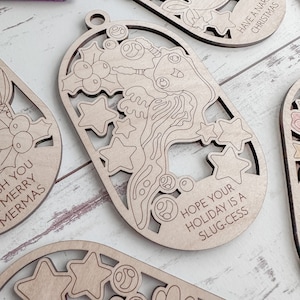 Color-me Ornaments: Axolotl, Narwhal, Merkitty, Nudibranch (SVG/PDF) - Etsy