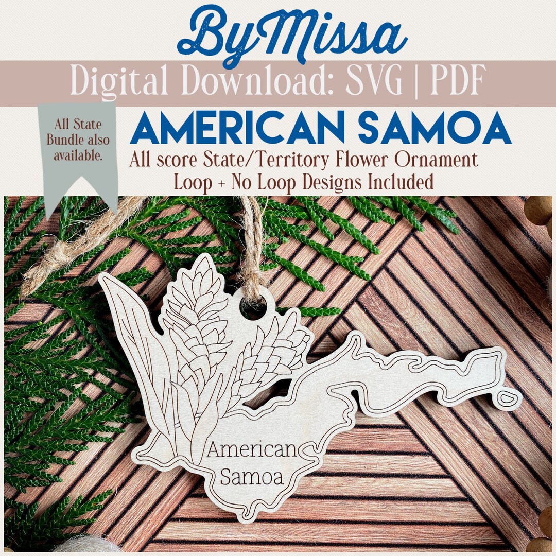 American Samoa | Single State Flower Design| With Ornament Loop ...