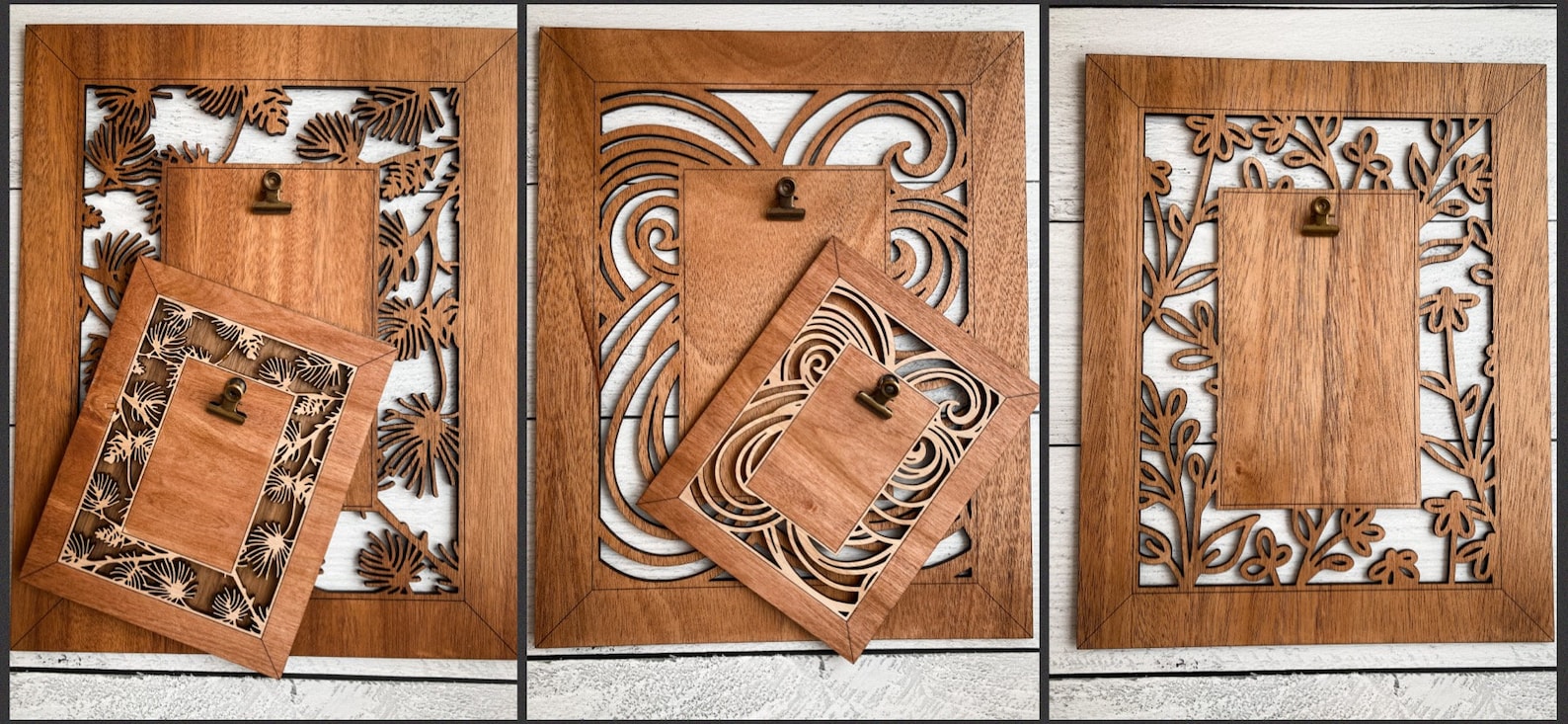 Pine, Floral, Wave Photo Clip Frames | SVG, PDF, AI | Glowforge and ...