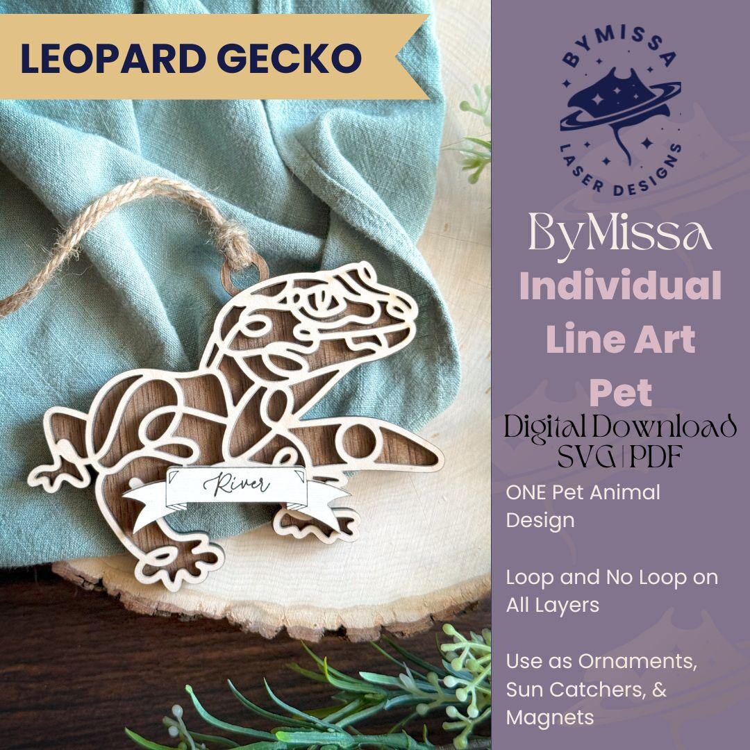 Leopard Gecko | SINGLE Line Art Pet | Ornament, Easter Basket Tags, Sun ...