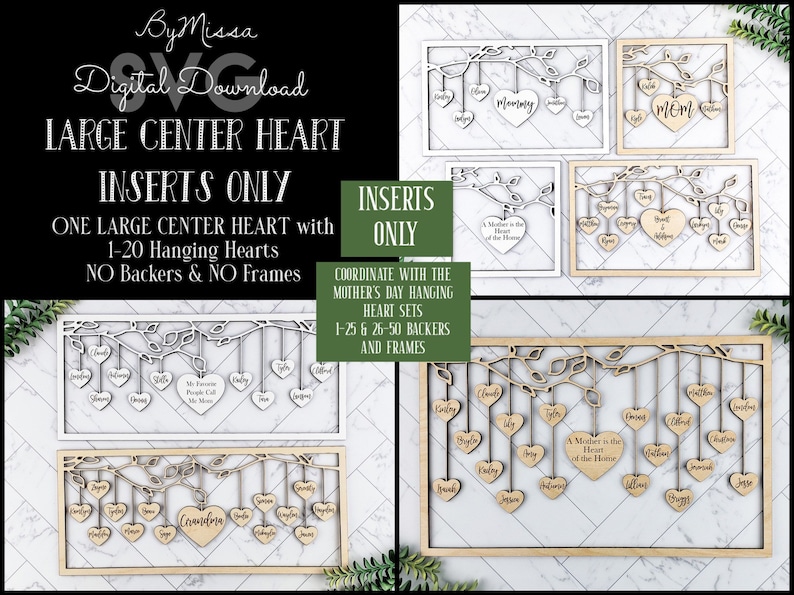 INSERTS ONLY Large Heart Hanging Hearts Frame Set Expansion - Etsy