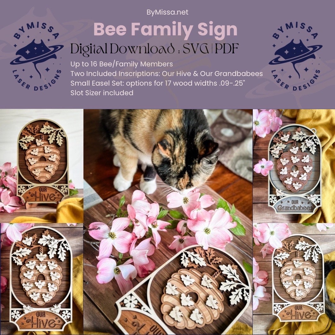 Bee Family Sign: Laser Cut Template SVG/PDF - Etsy