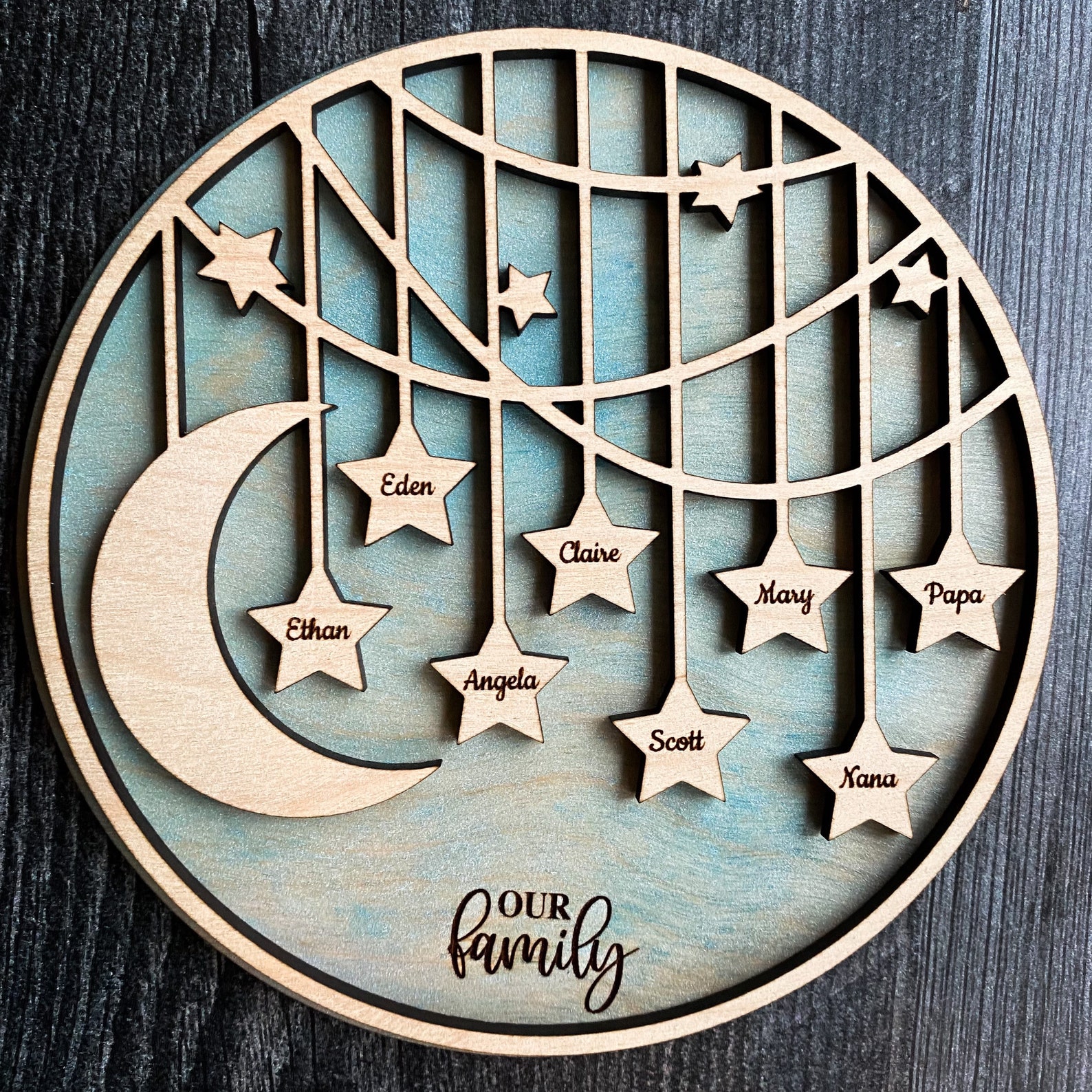 STAR Family Sign Rounds 1-10 Family Members | Easel | SVG | Glowforge ...