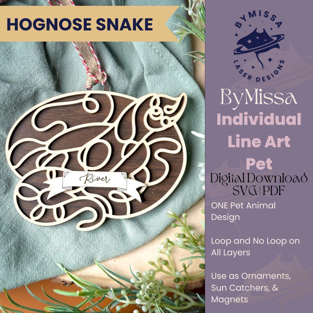Hognose Snake Line Art Ornament: Laser Cut SVG & PDF - Etsy