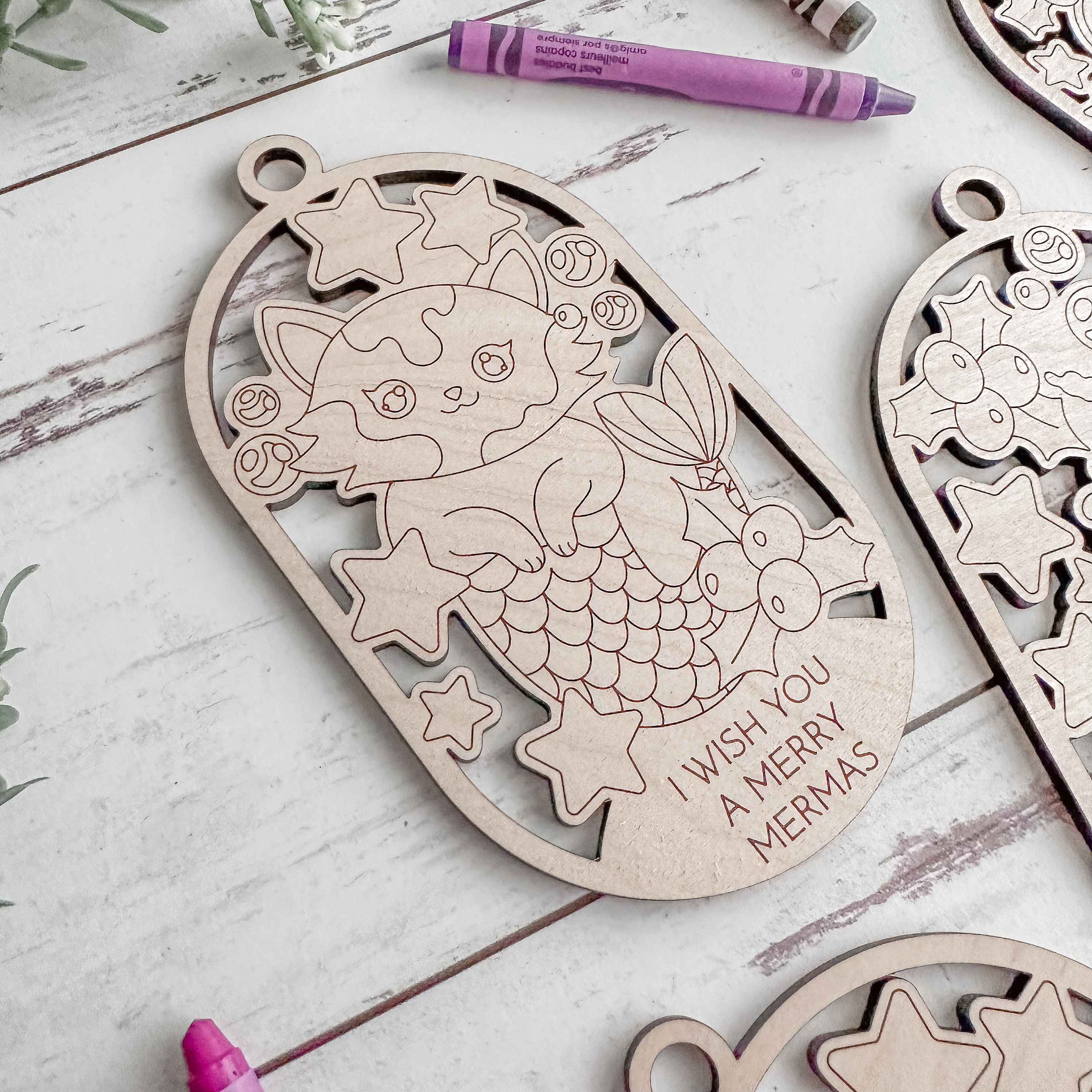 Color-me Ornaments: Axolotl, Narwhal, Merkitty, Nudibranch (SVG/PDF) - Etsy