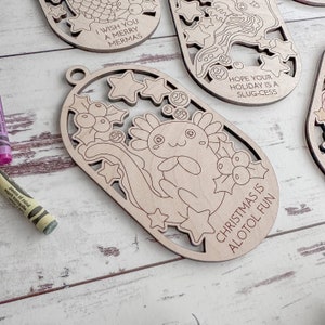 Color-me Ornaments: Axolotl, Narwhal, Merkitty, Nudibranch (SVG/PDF) - Etsy