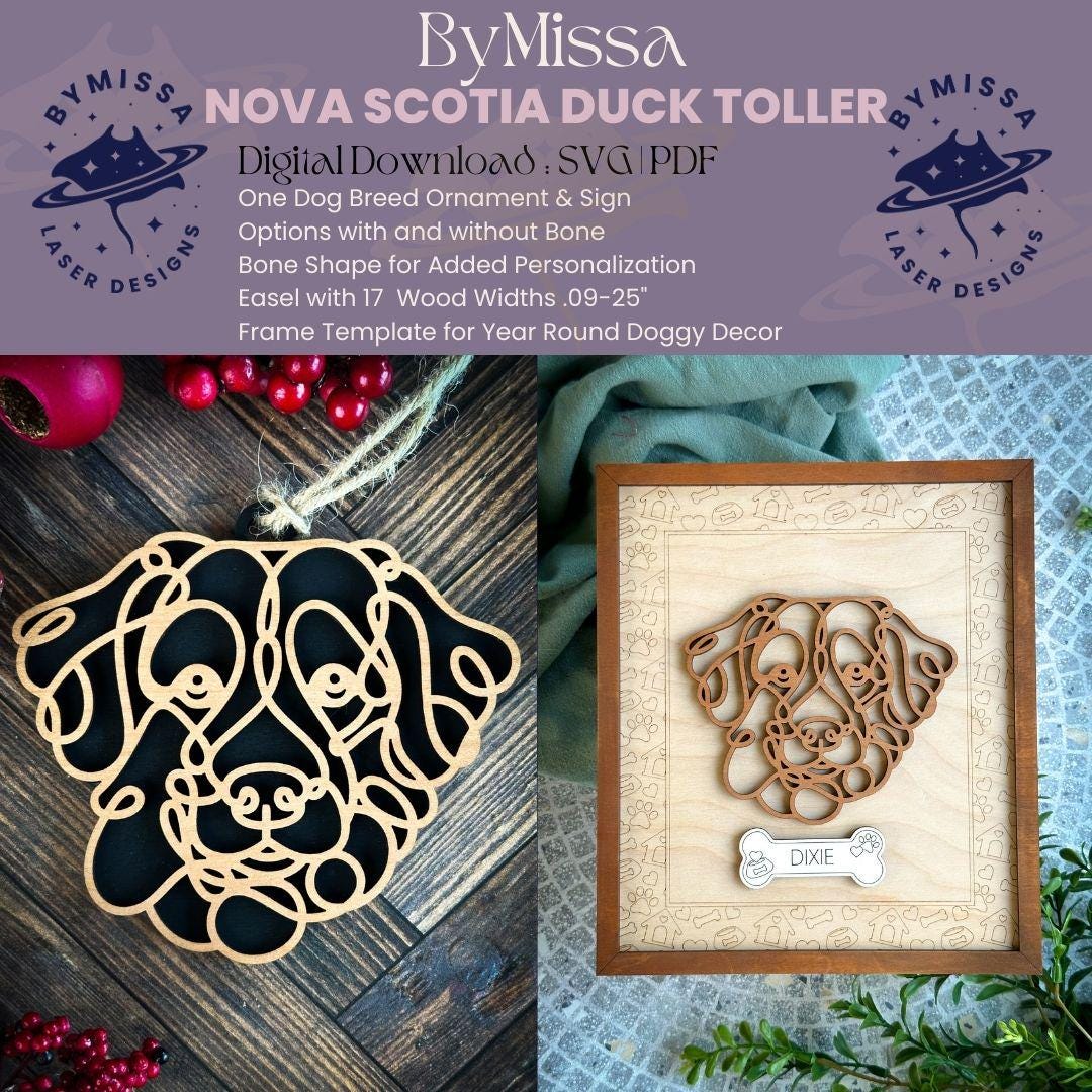 Nova Scotia Duck Toller Line Art: Laser Cut Dog Ornament (SVG & PDF) - Etsy