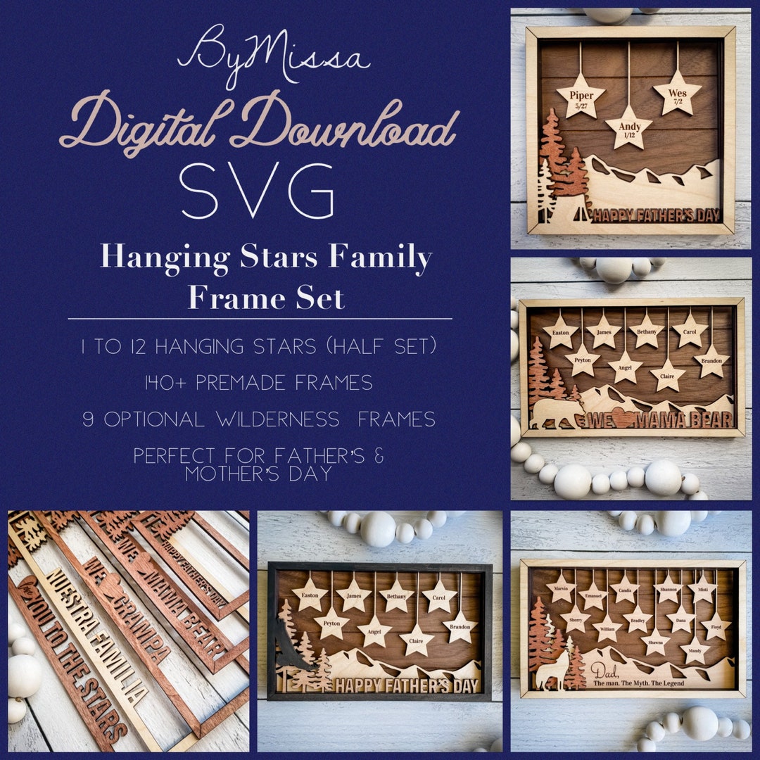 Hanging Stars Family Frame Set: Laser Cut SVG (digital Download) - Etsy