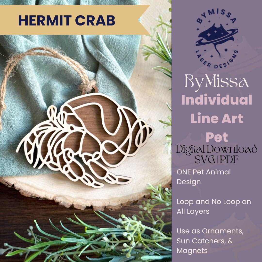 Hermit Crab | SINGLE Line Art Pet | Ornament, Easter Basket Tags, Sun ...