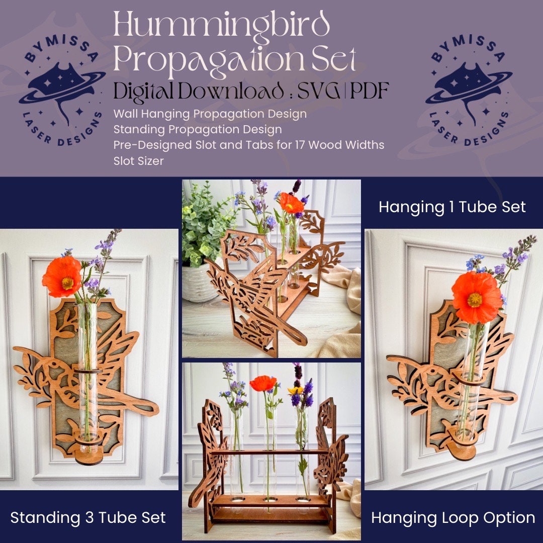 Hummingbird Propagation Set Stands and Wall Hanging for Plant Lovers ...
