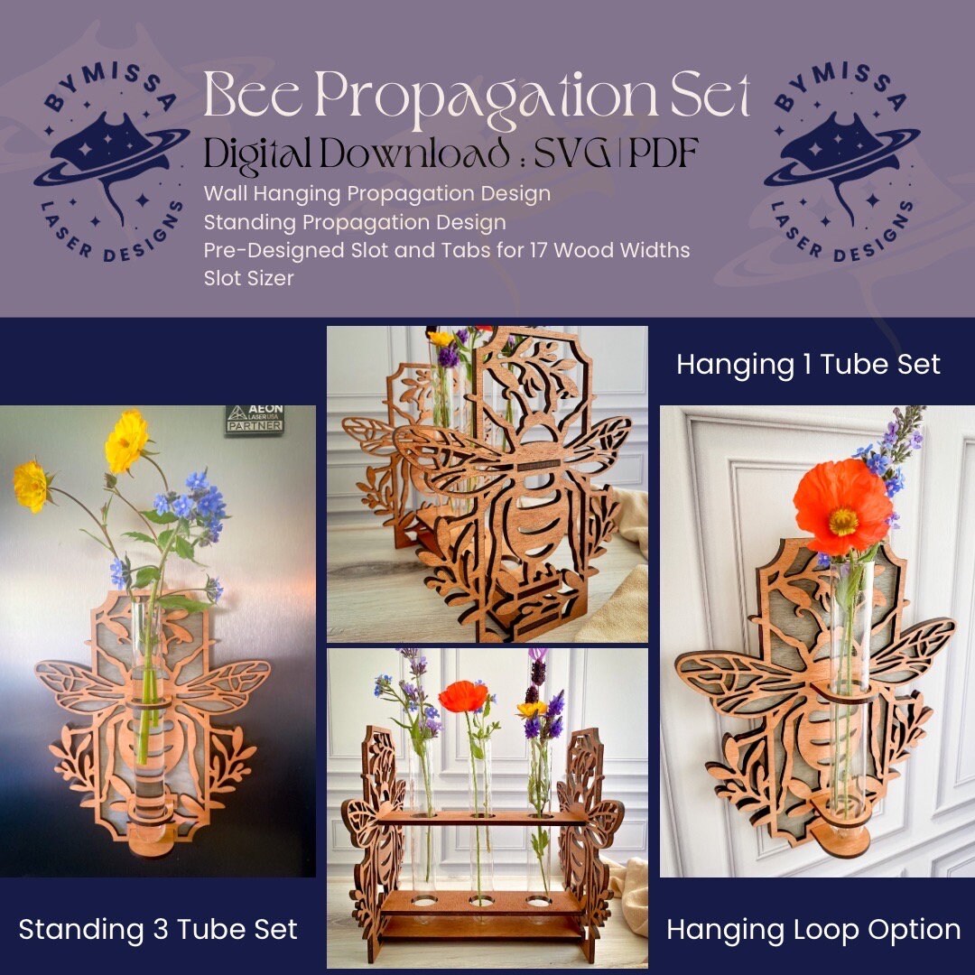 Bee Propagation Set: Laser Cut Plant Stands, Wall Hanging (SVG/PDF) - Etsy