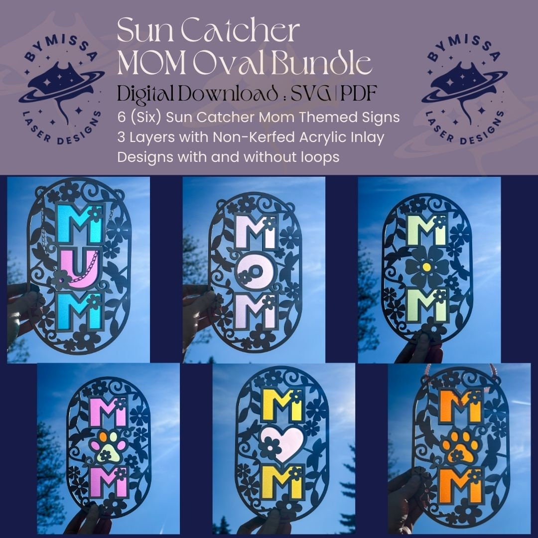 Mom Sun Catcher Laser Cut Template: Acrylic Inlay SVG/PDF Bundle - Etsy