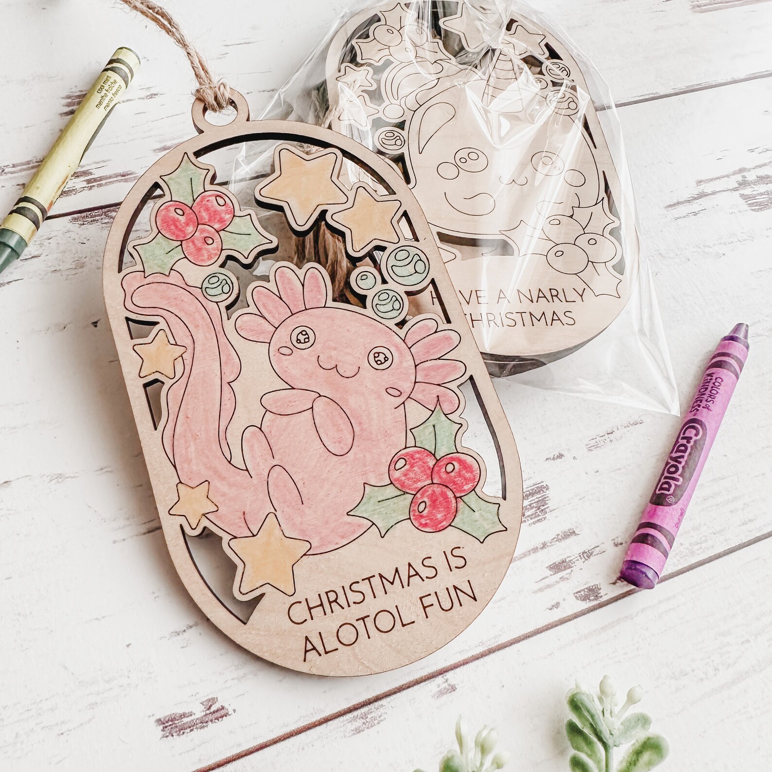 Color-me Ornaments: Axolotl, Narwhal, Merkitty, Nudibranch (SVG/PDF) - Etsy