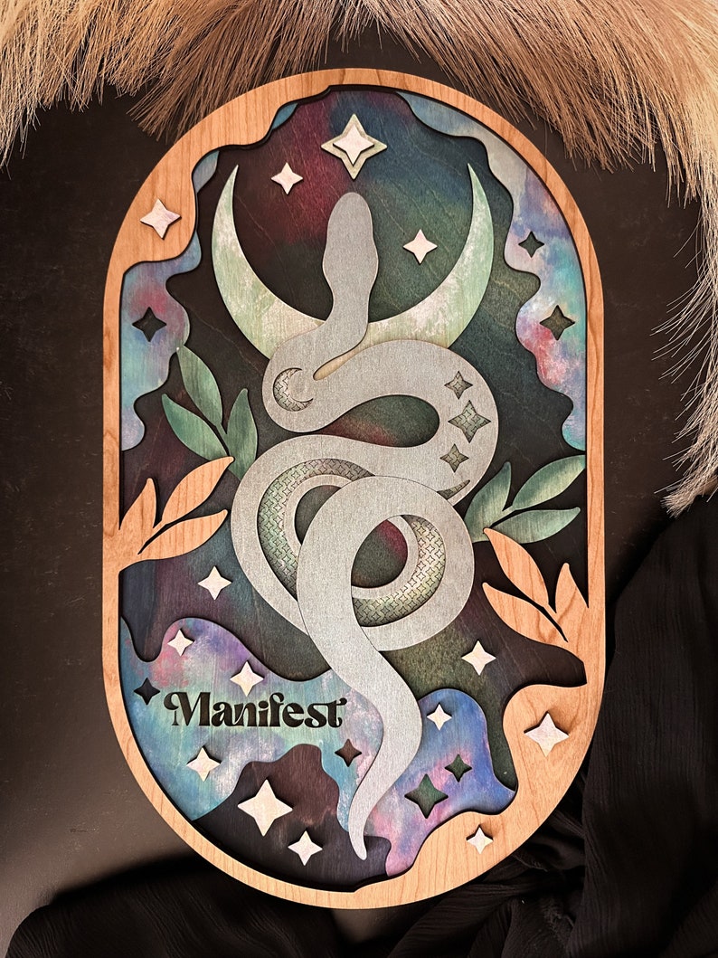 Magick Snake Oval Ornament, Sign Round & Earring| Cottagecore | SVG/PDF ...