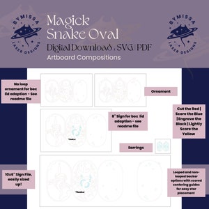 Magick Snake Oval Ornament, Sign Round & Earring| Cottagecore | SVG/PDF ...