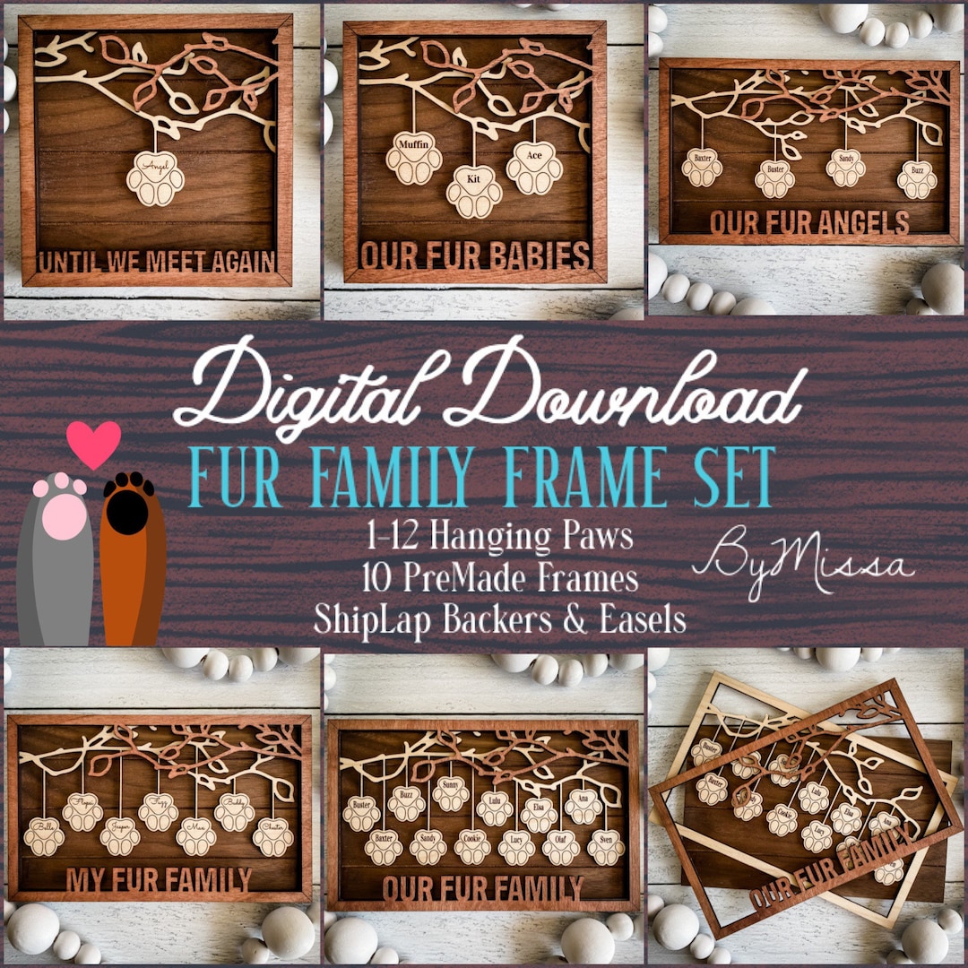 Paw Family Frame Set: Laser Cut SVG, Custom Frames (digital Download ...