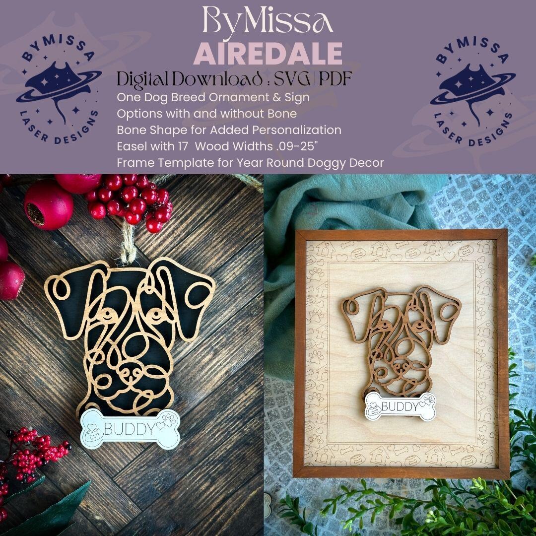 Airedale Line Art | Dog Breed Design | Ornaments, Sun Catchers, Frame ...