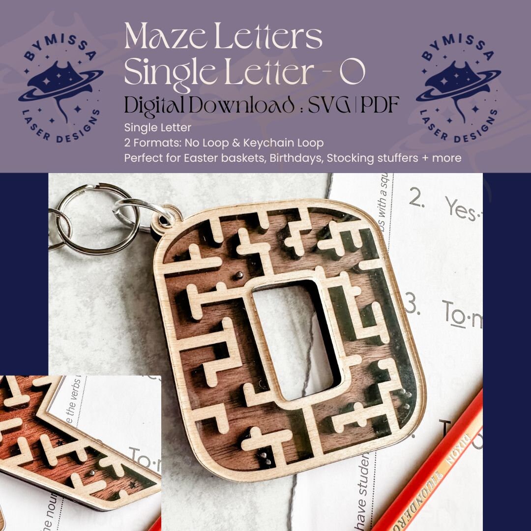 O - Single Letter Maze | Monogram Maze Game, Keychain Loop Option | SVG ...