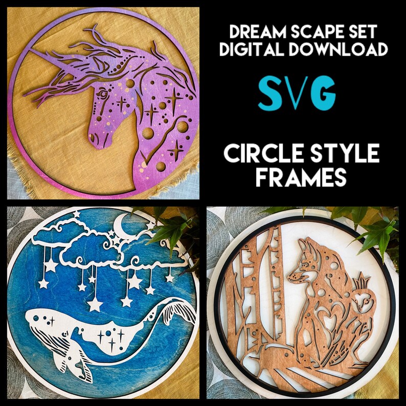 Dream Scape Sign Set: Whale Fox/owl & Unicorn SVG Glowforge - Etsy