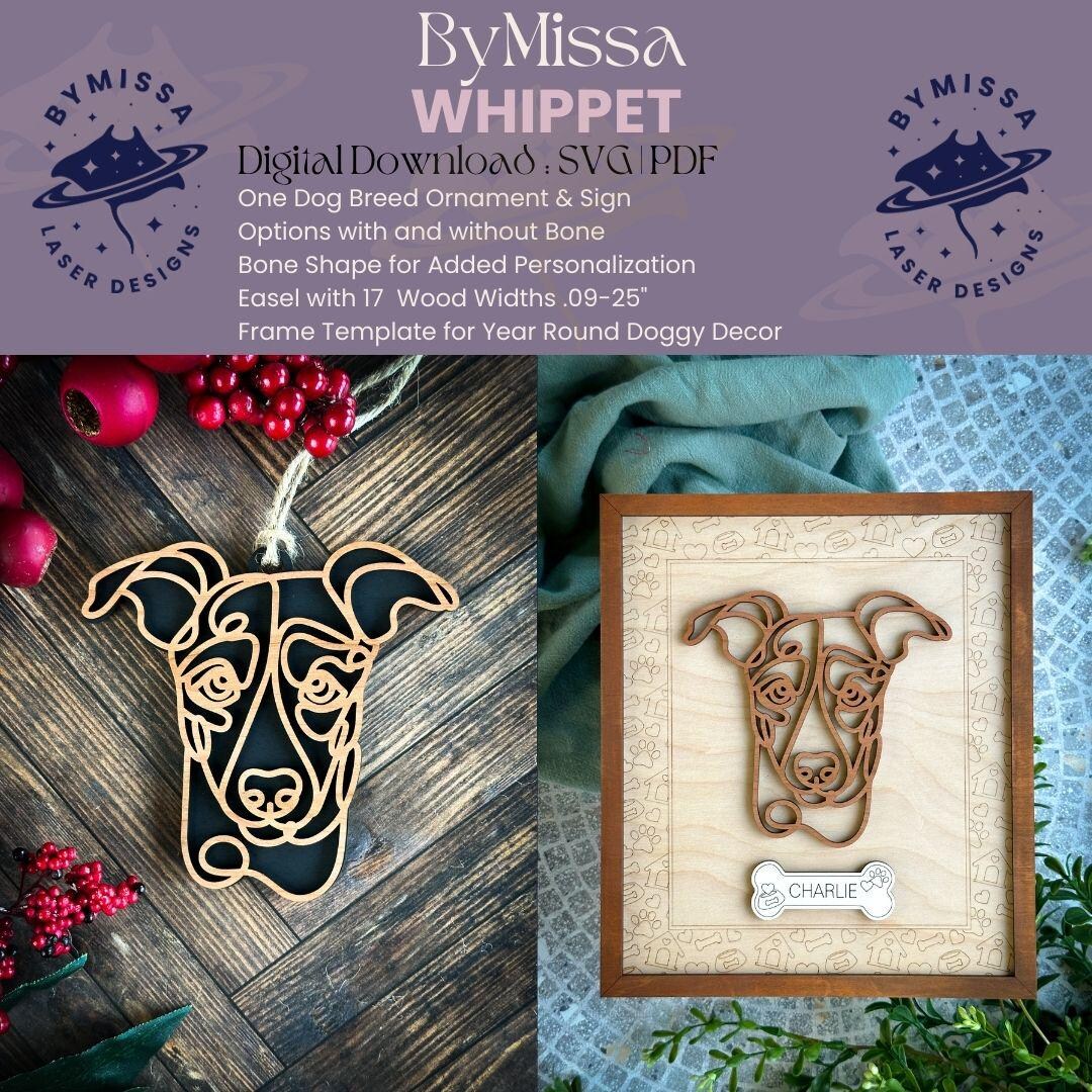 Whippet Line Art: Laser Cut Dog Ornament, Sign Frame (SVG & PDF) - Etsy