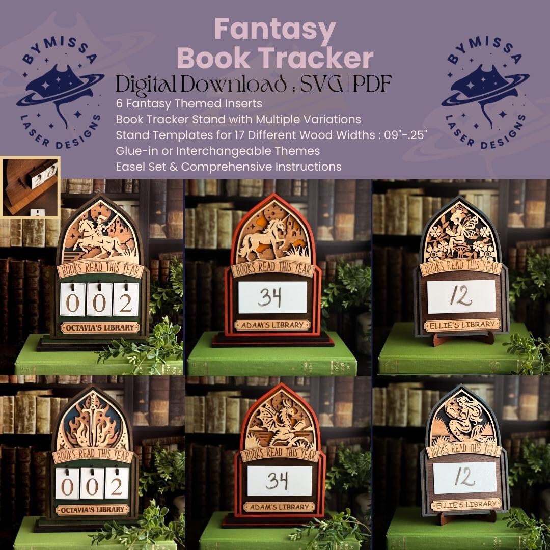 Fantasy Book Tracker | 6 Fantasy Inserts | 3 Stand Variations | Bonus ...