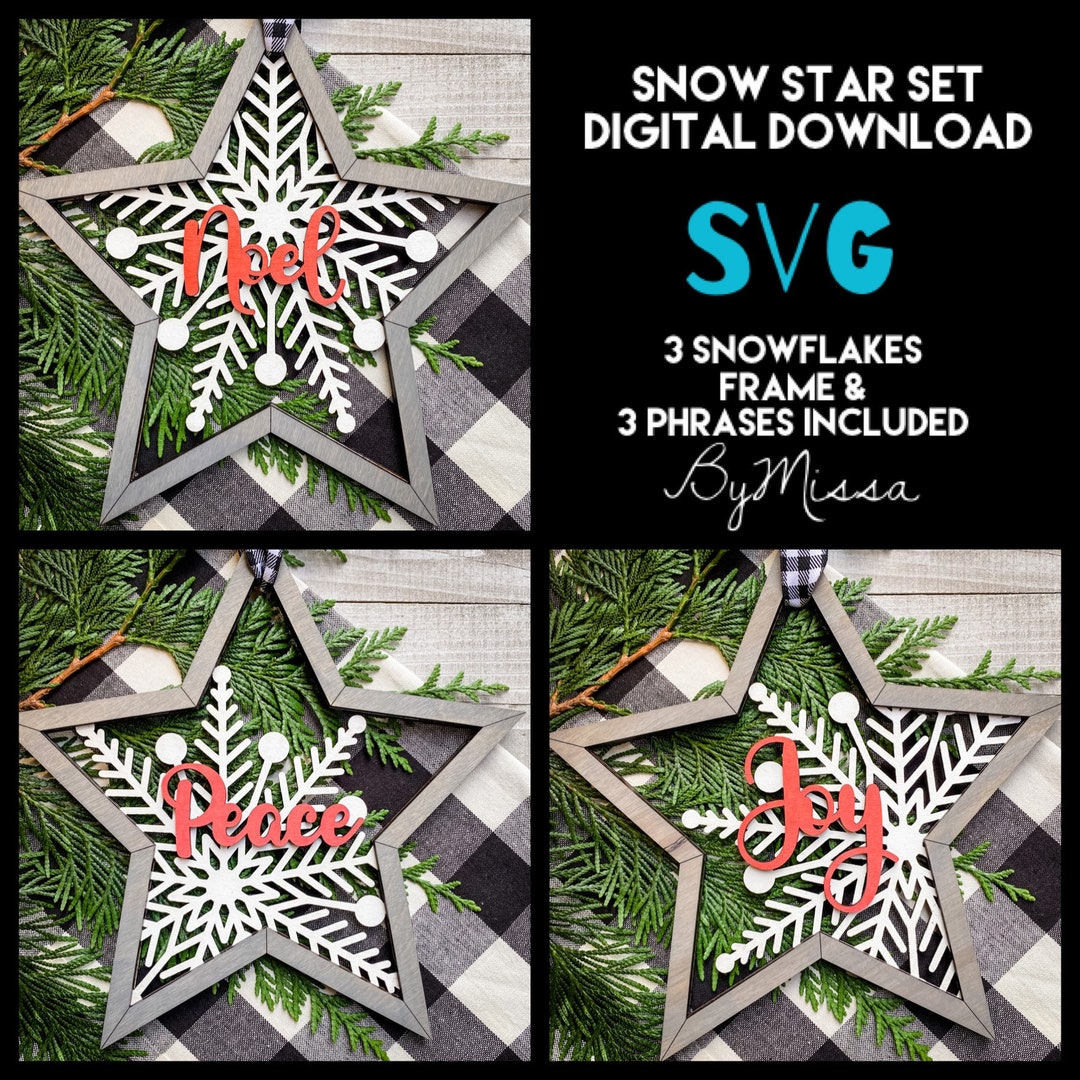 Snow Star Decor Hanger or Ornament Set| SVG| Glowforge and Laser ...