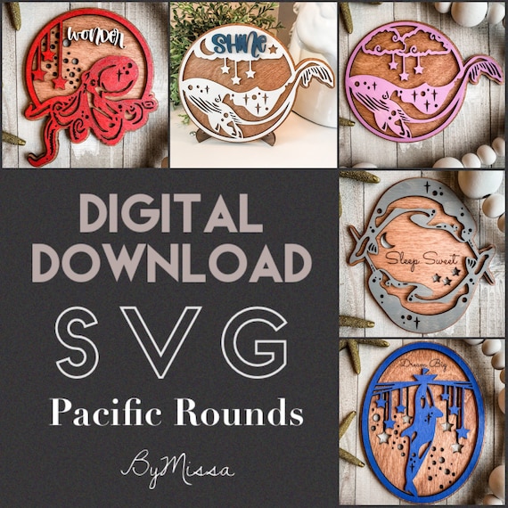 Pacific Sea Sign ROUNDS 50 Word Cut Outs Easels SVG - Etsy