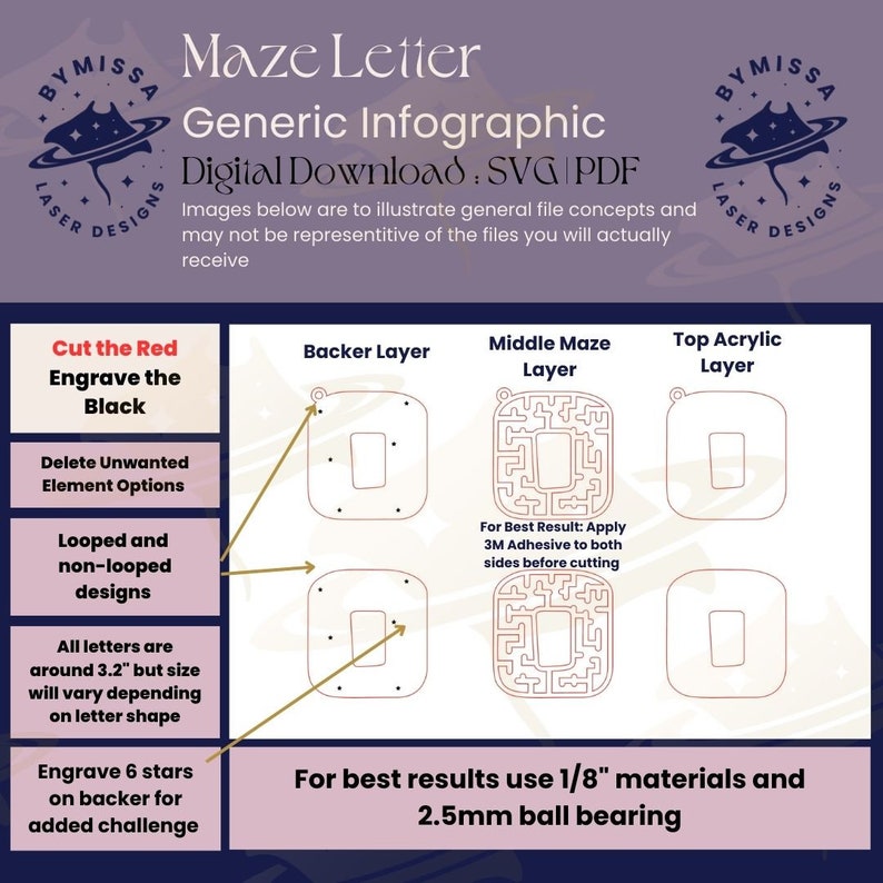 M - Single Letter Maze | Monogram Maze Game, Keychain Loop Option | SVG ...