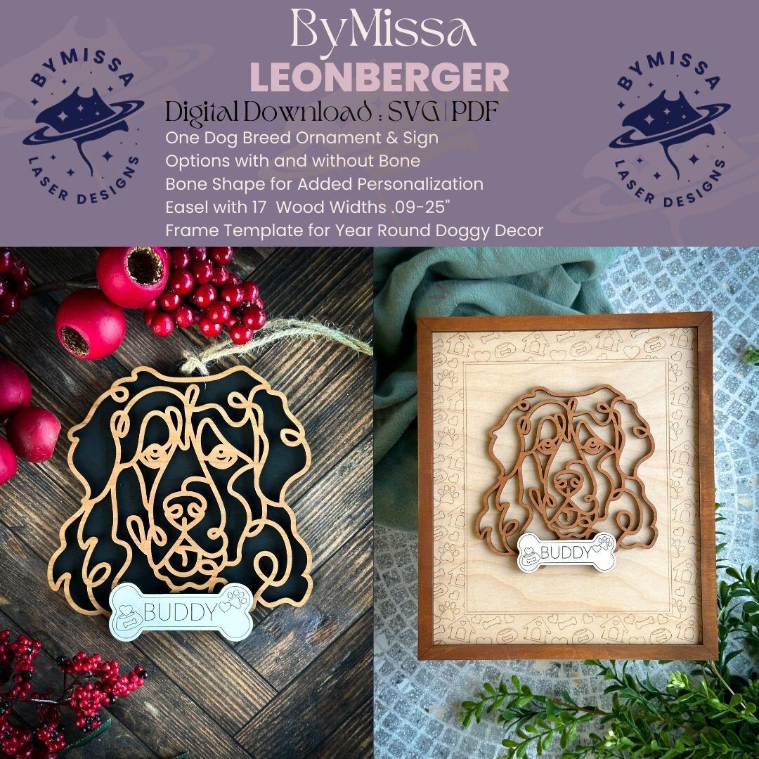 Leonberger Line Art | Dog Breed Design | Ornaments, Sun Catchers, Frame ...