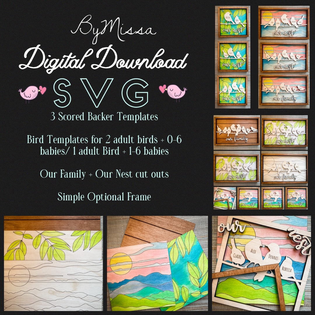 Bird Family Frame Set: Laser Cut SVG Template (digital Download) - Etsy