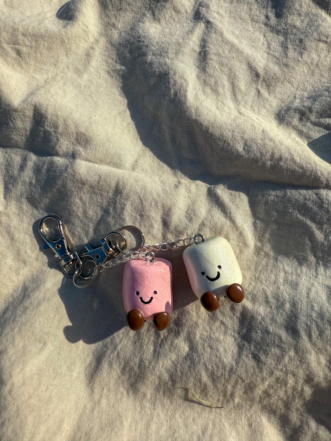 Polymer Clay Marshmallow Jellycat Keychain: Handmade Kawaii Charm ...