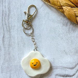 Polymer Clay Fried Egg Keychain Keychain: Handmade Kawaii Charm, Cute ...