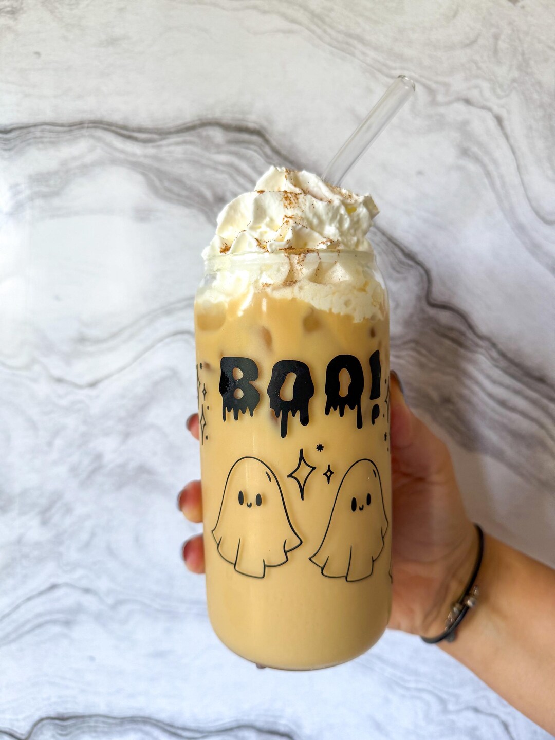 Halloween Ghost Glass Cup, Cute Ghost Cup, Boo, Fall Cup, Glass Tumbler ...