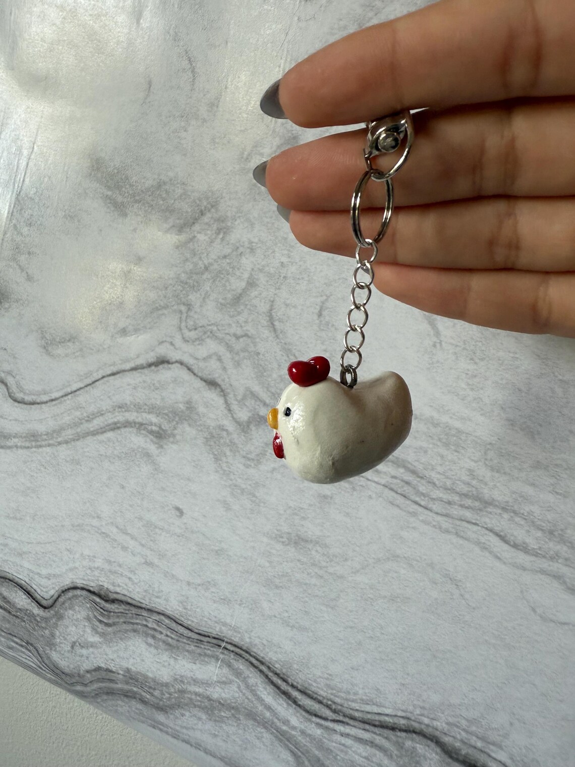 Polymer Clay Fried Egg Keychain Keychain: Handmade Kawaii Charm, Cute ...