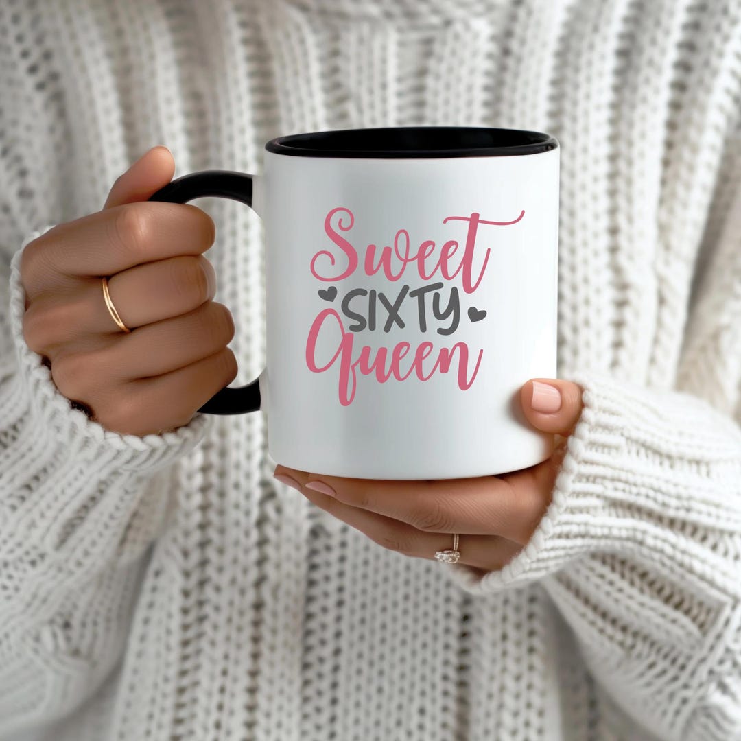 Sweet Sixty Queen Mug: 60th Birthday Gift, Pink Accent - Etsy