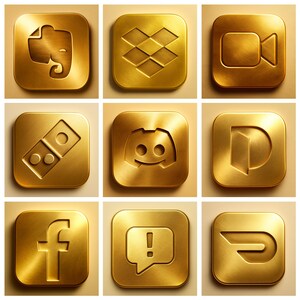 Golden Metal App Icon Pack (232 Icons): Ios Theme (digital Download ...