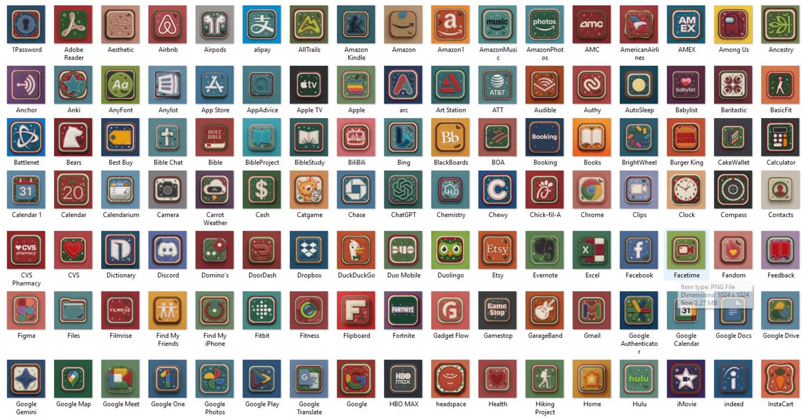 Christmas Felt Stitch App Icon Pack (250 Icons): Ios Theme (digital ...