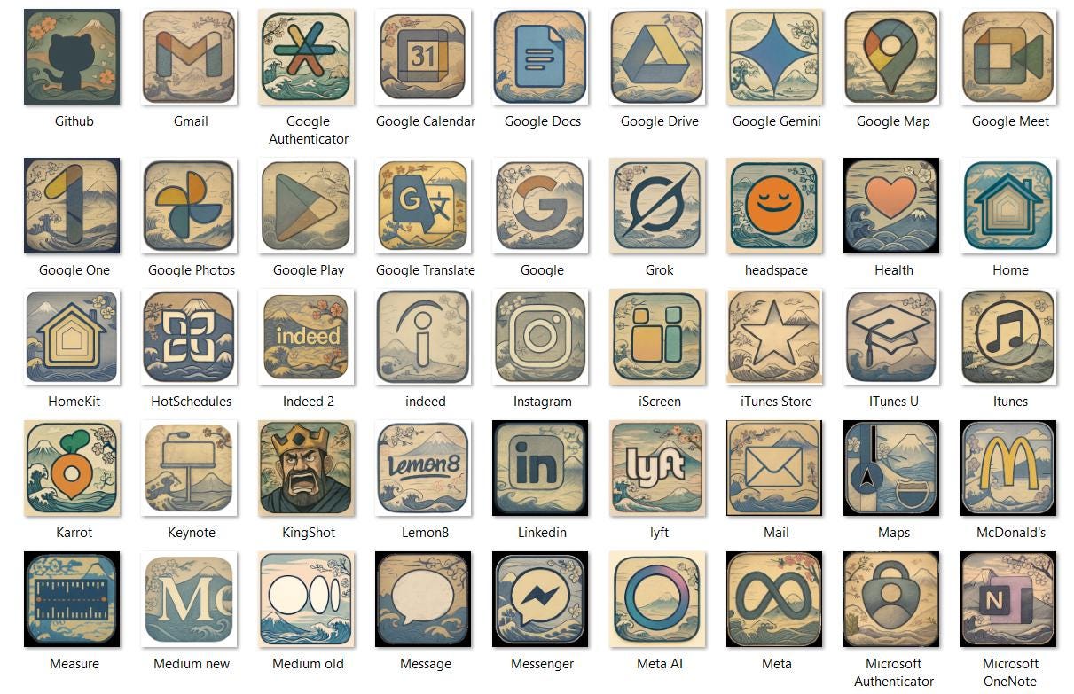 222 Ukiyo Flow Style App Icon Pack Ios Icon Theme & Popular Apps ...