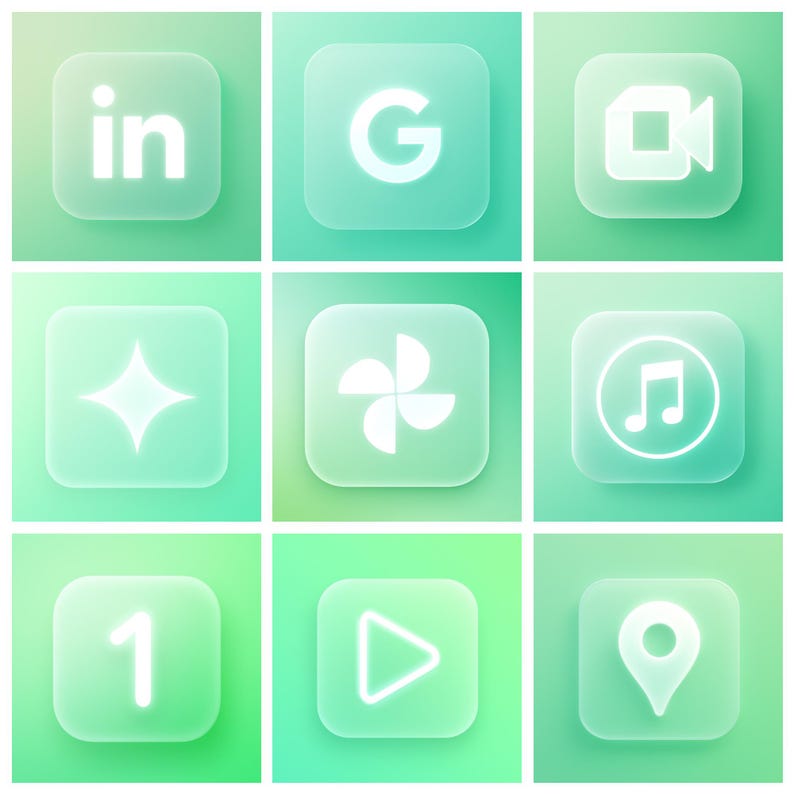 100 Green Glass Morphism Style App Icon Pack Ios & Popular Apps ...