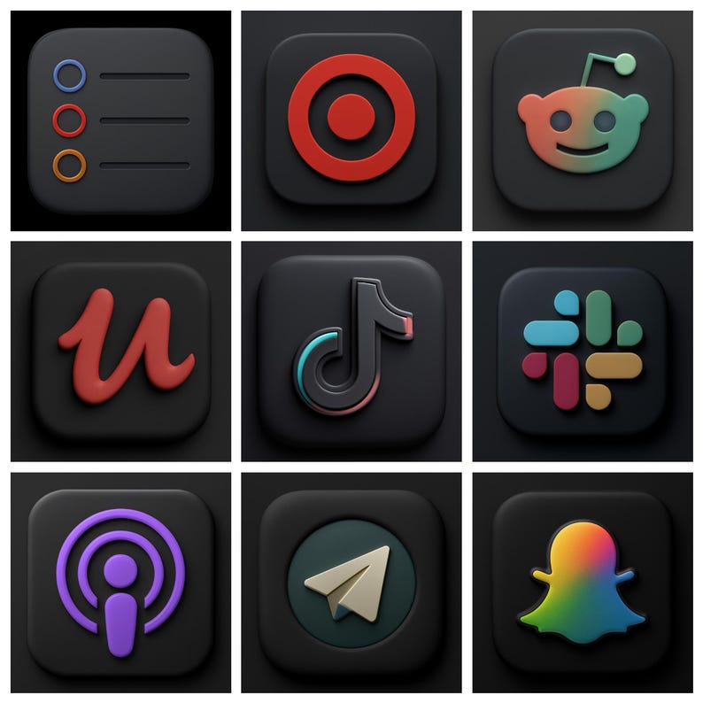 Black Matte App Icon Pack: Ios Theme, Lifetime Updates (digital ...