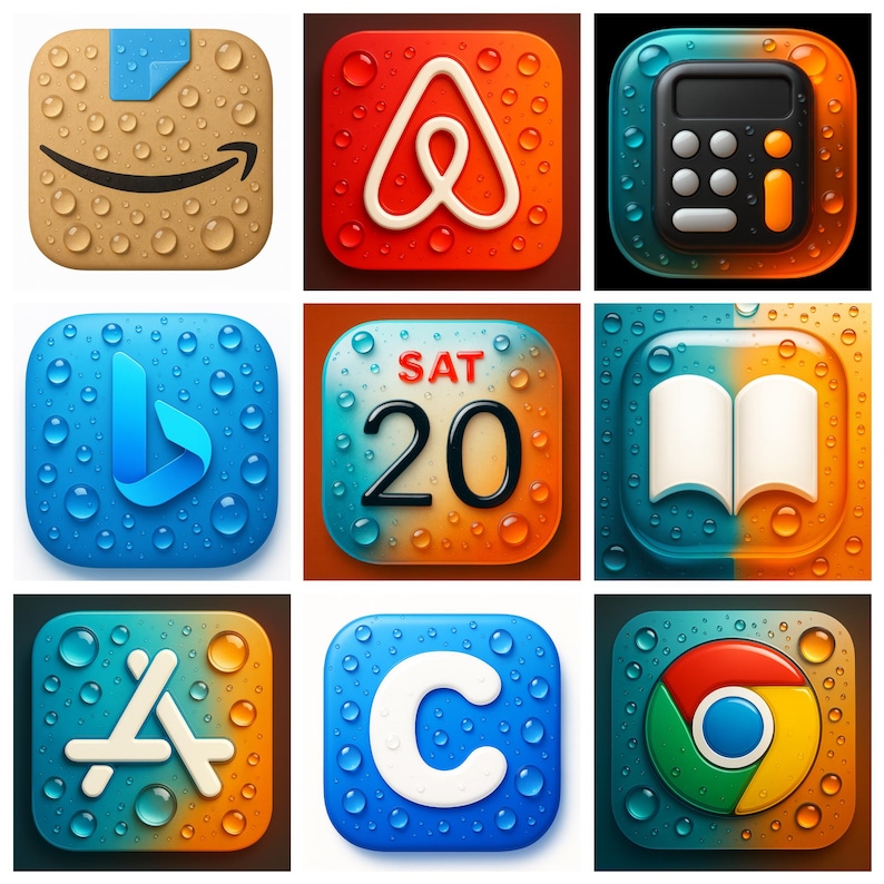 230 Liquid Droplets Style App Icon Pack Ios Icon Theme & Popular Apps ...