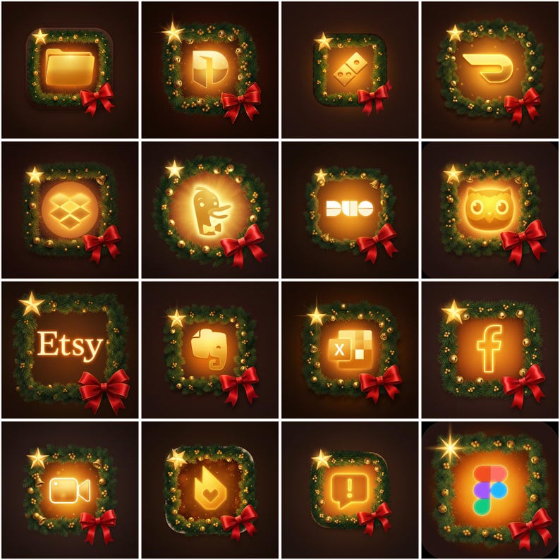 Christmas Framed App Icon Pack (250 Icons): Ios Theme (digital Download ...