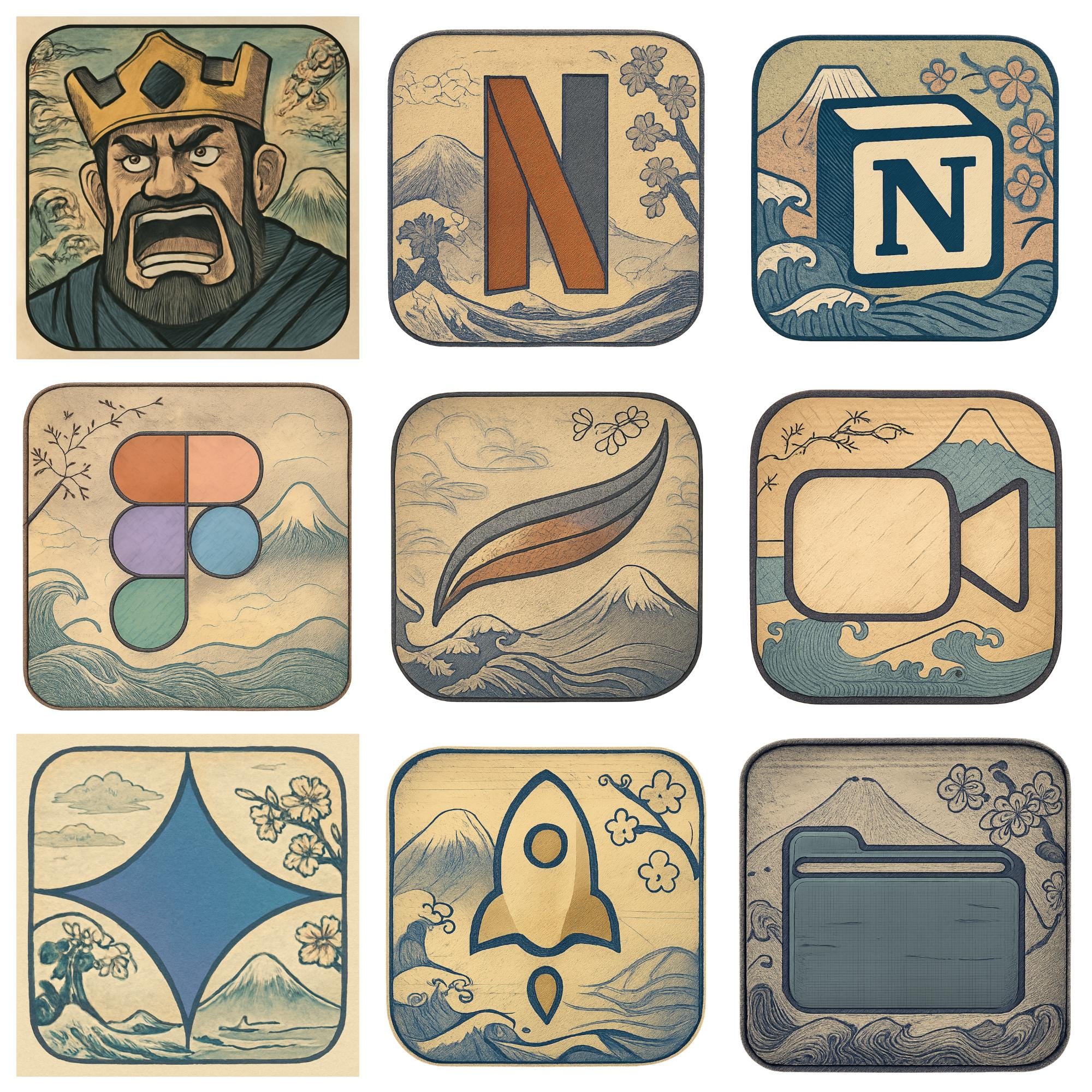 222 Ukiyo Flow Style App Icon Pack Ios Icon Theme & Popular Apps ...