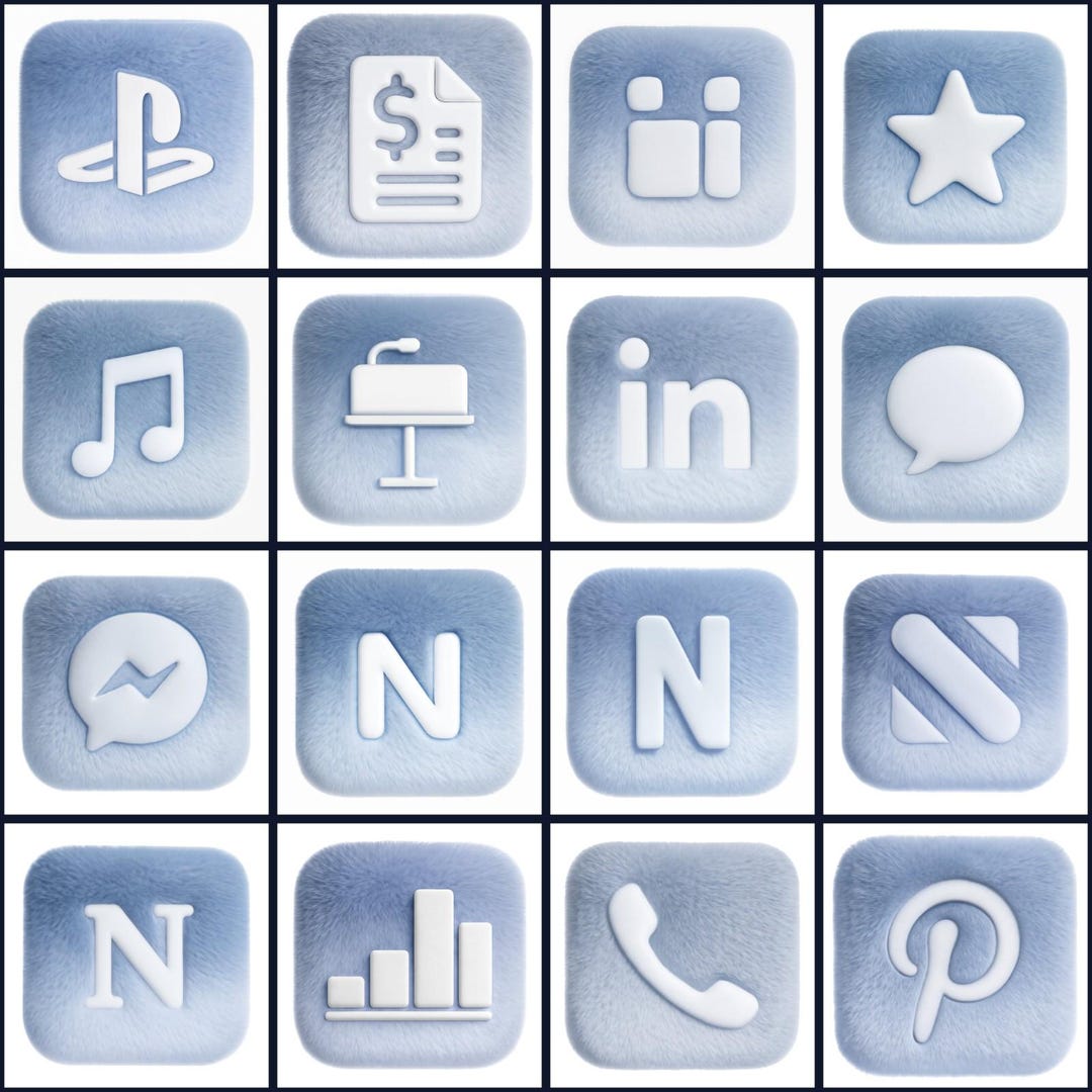 Slate Blue Fluffy App Icon Pack, Ios Theme (250+ Icons) - Etsy