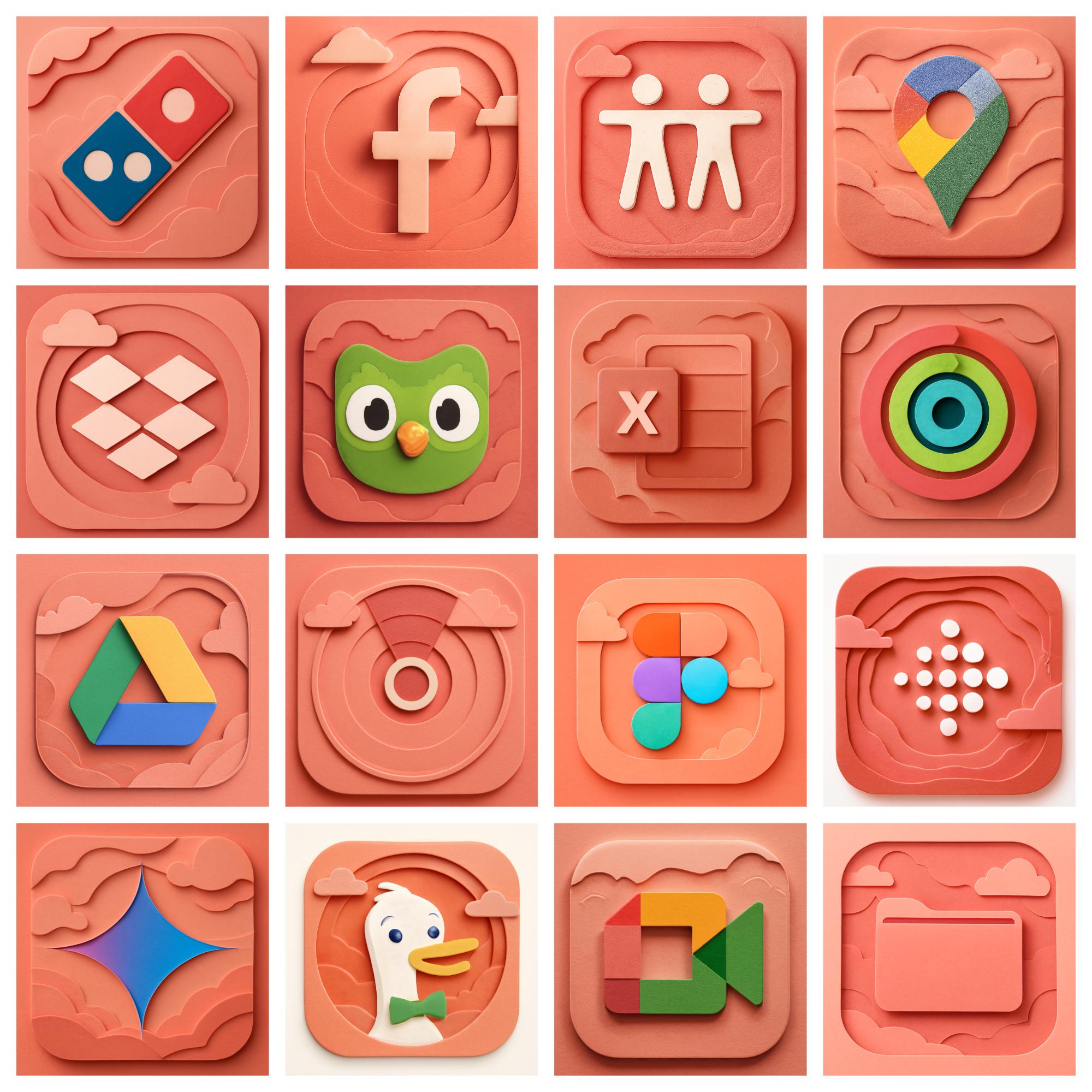 Pink Papercut Relief App Icon Pack (231 Icons): Ios Theme (digital ...
