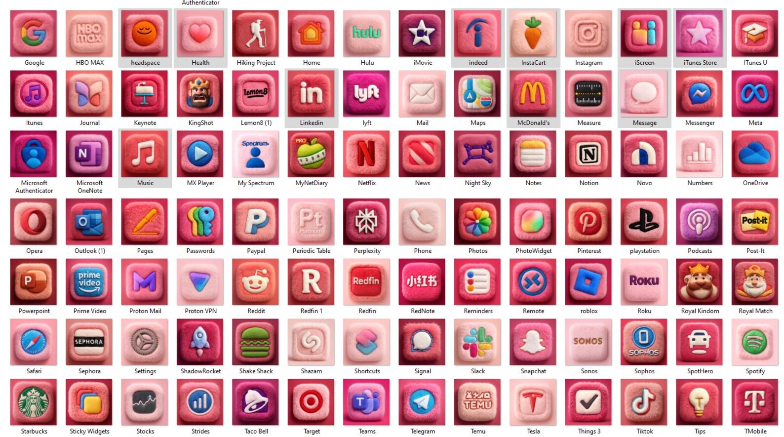234 Pink Fluffy Style App Icon Pack Ios Icon Theme & Popular Apps ...