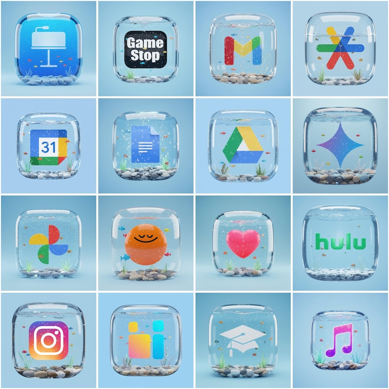 250 Crystal Aqua Style App Icon Pack Ios Icon Theme Lifetime Updates ...