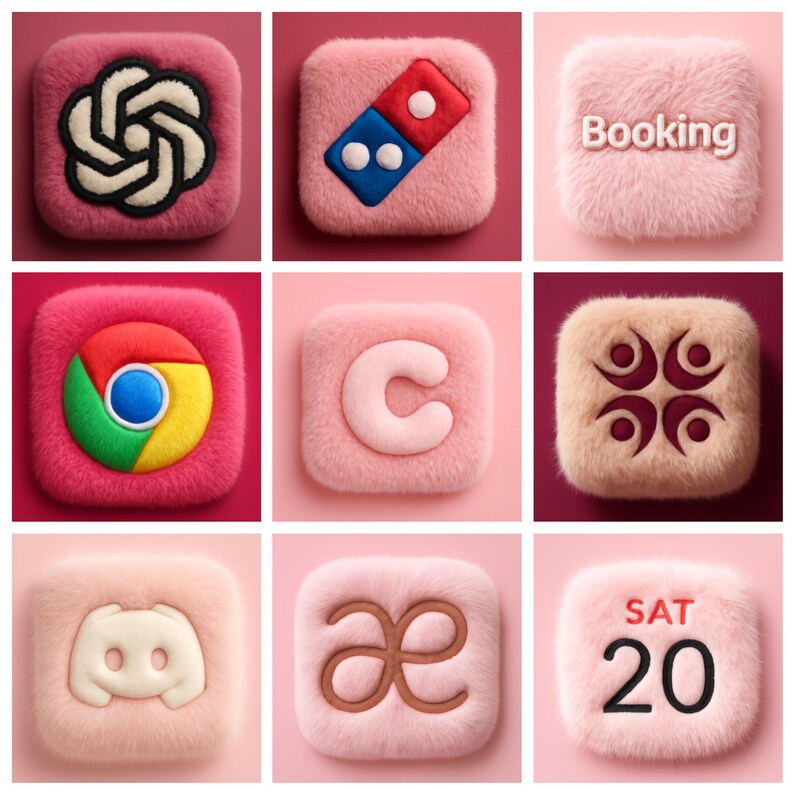 234 Pink Fluffy Style App Icon Pack Ios Icon Theme & Popular Apps ...